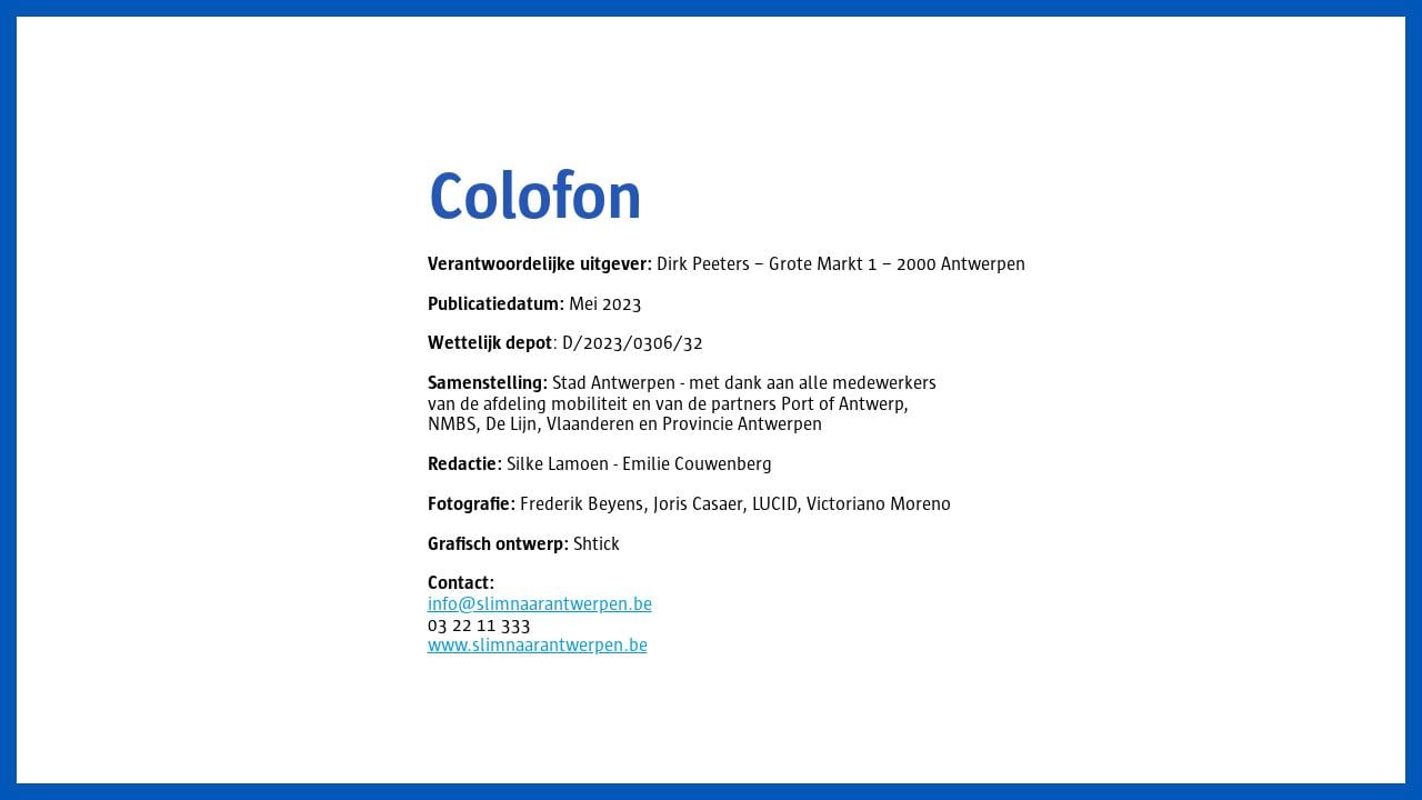 Colofon - Trendrapport mobiliteit in Antwerpen 2023
