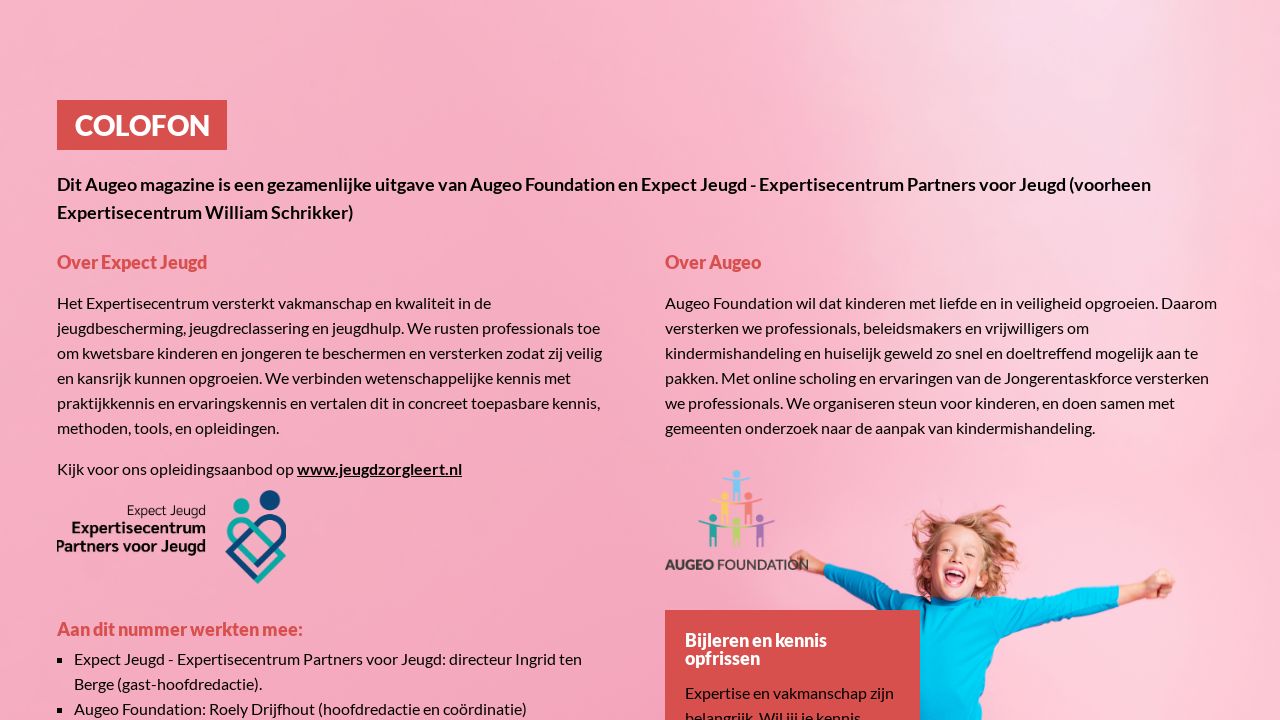 Over Augeo - Werken aan veiligheid in gezinnen - Augeo Magazine Special