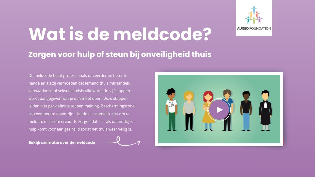 Wat is de meldcode? | Augeo Foundation