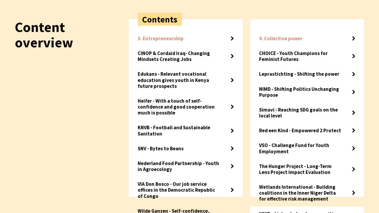 Content overview 2 - Impact Stories