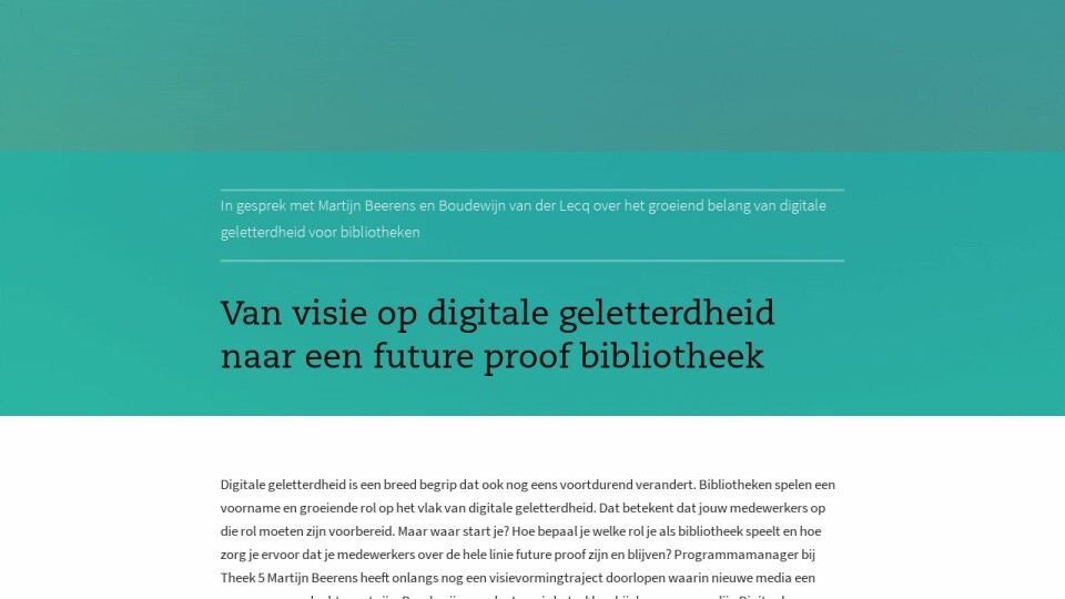 Van visie op digitale geletterdheid naar een future proof bibliotheek - In 7 stappen van ...