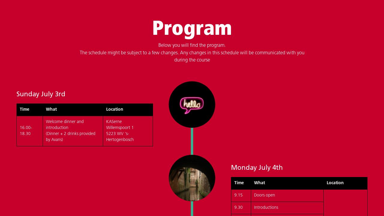 Program - Avans Conris Summer Course 2022 july