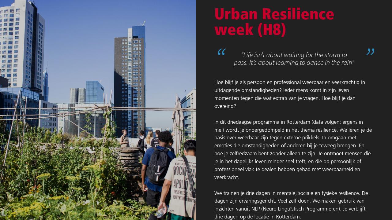 Urban Resilience Week - Rotterdam - IVK H7-H8 Trainingen
