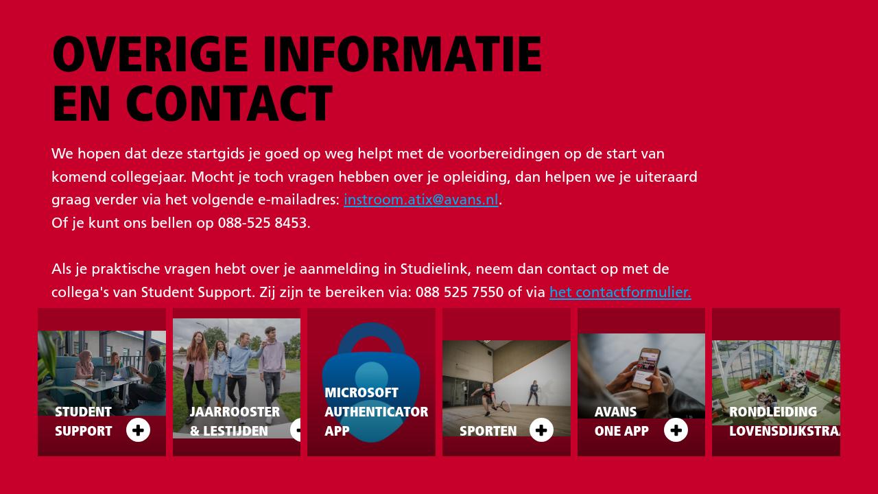 Overige informatie en contact - Startgids ATIx 2025-2026
