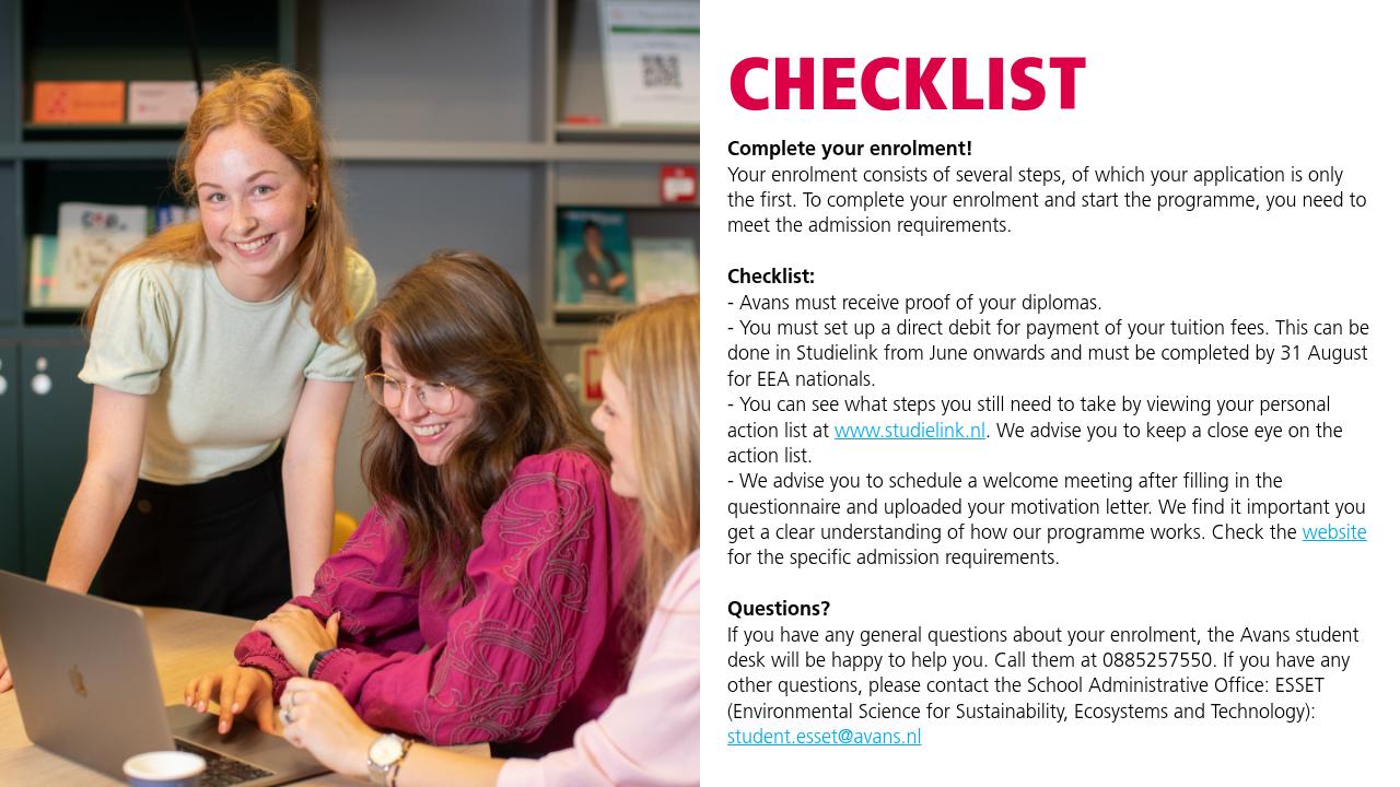 CHECKLIST - STUDYING WITH THE PROGRAM Environmental Science for ...