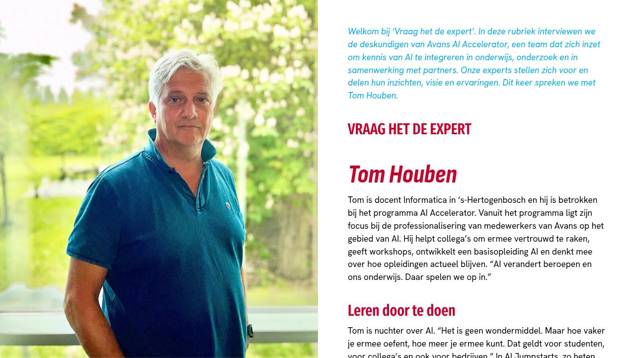Vraag het de expert: Tom Houben - Partners in AI Editie 3
