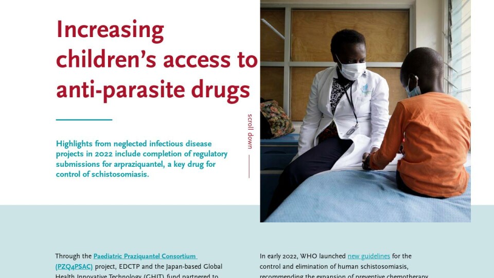 Anti-parasite drugs for children - EDCTP Annual Report 2022