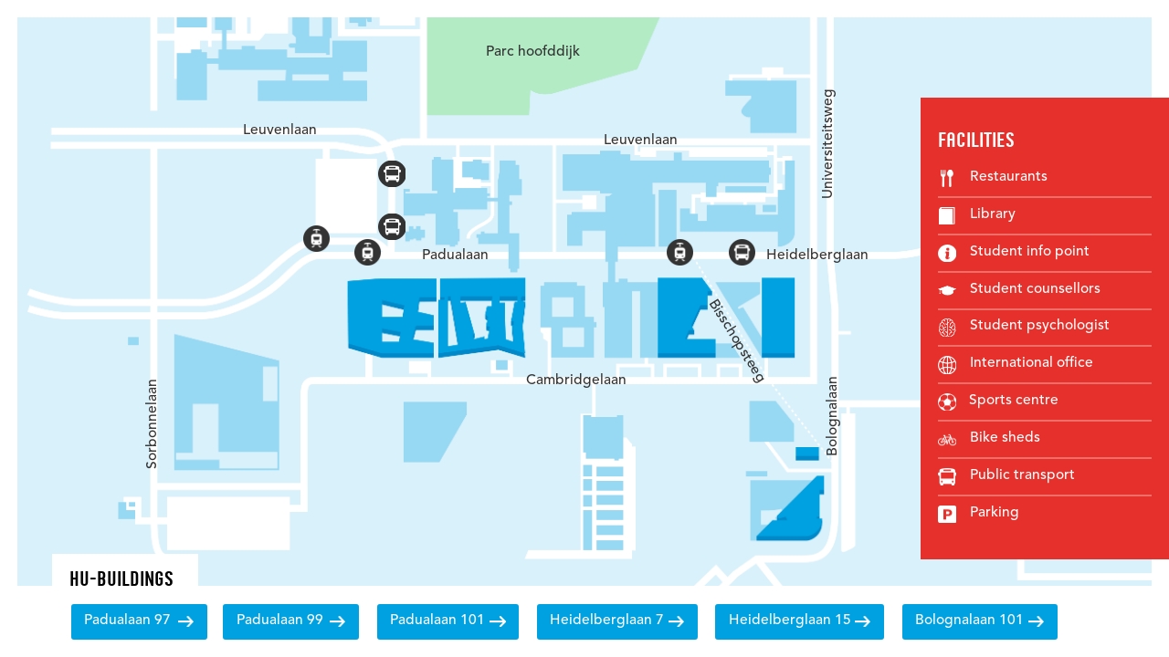 Overview - Interactive map HU University of Applied Sciences Utrecht