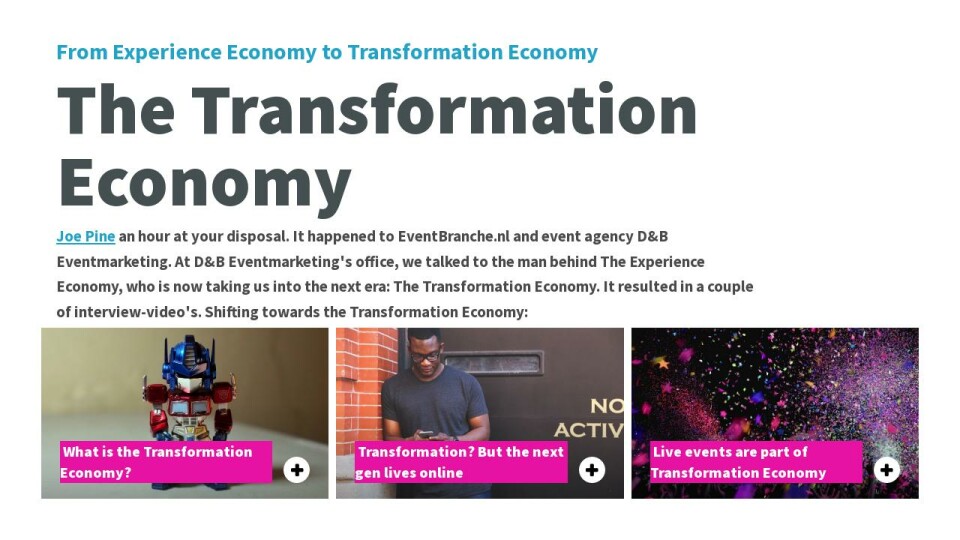 transformation economy - joe pine