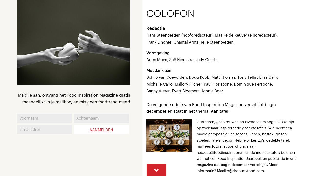 Colofon - Food Inspiration magazine 136