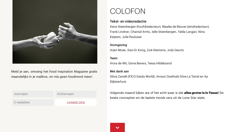 Colofon Food Inspiration Magazine Nederland Editie 139