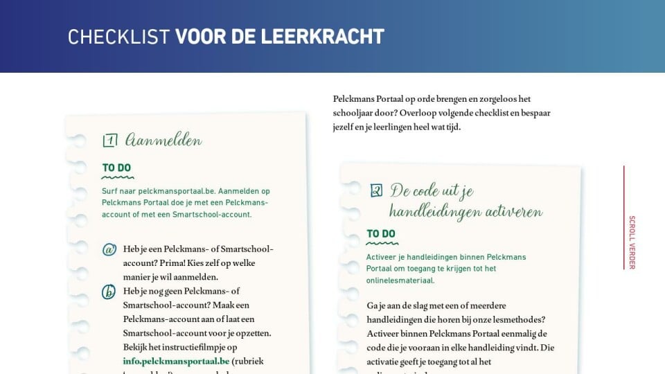 Checklist voor de leerkracht - Pelckmans Portaal Checklist voor de leerkracht - Pelckmans Portaal