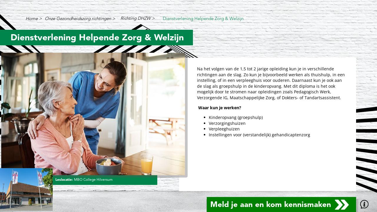 DHZW_Dienstverlening Helpende Zorg & Welzijn - Sectorfolder Gezondheidszorg