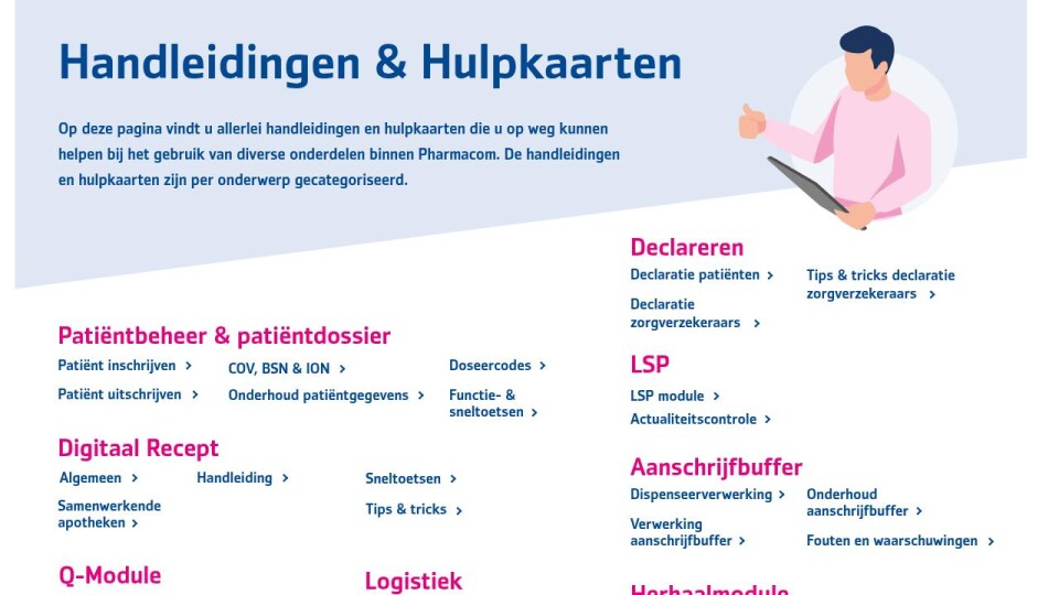 Handleidingen & Hulpkaarten - OpWegHulp Pharmacom