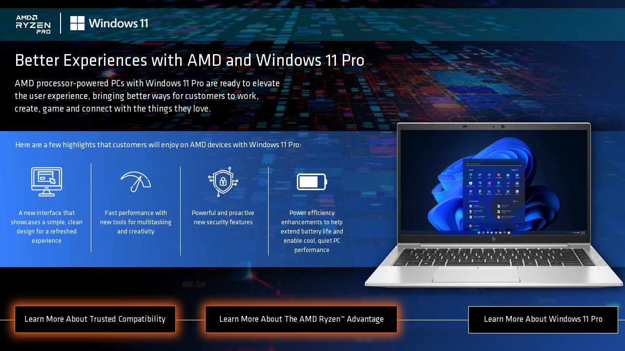 AMD Ryzen powering Windows 11 Pro Stronger Together - AMD / Windows 11 ...