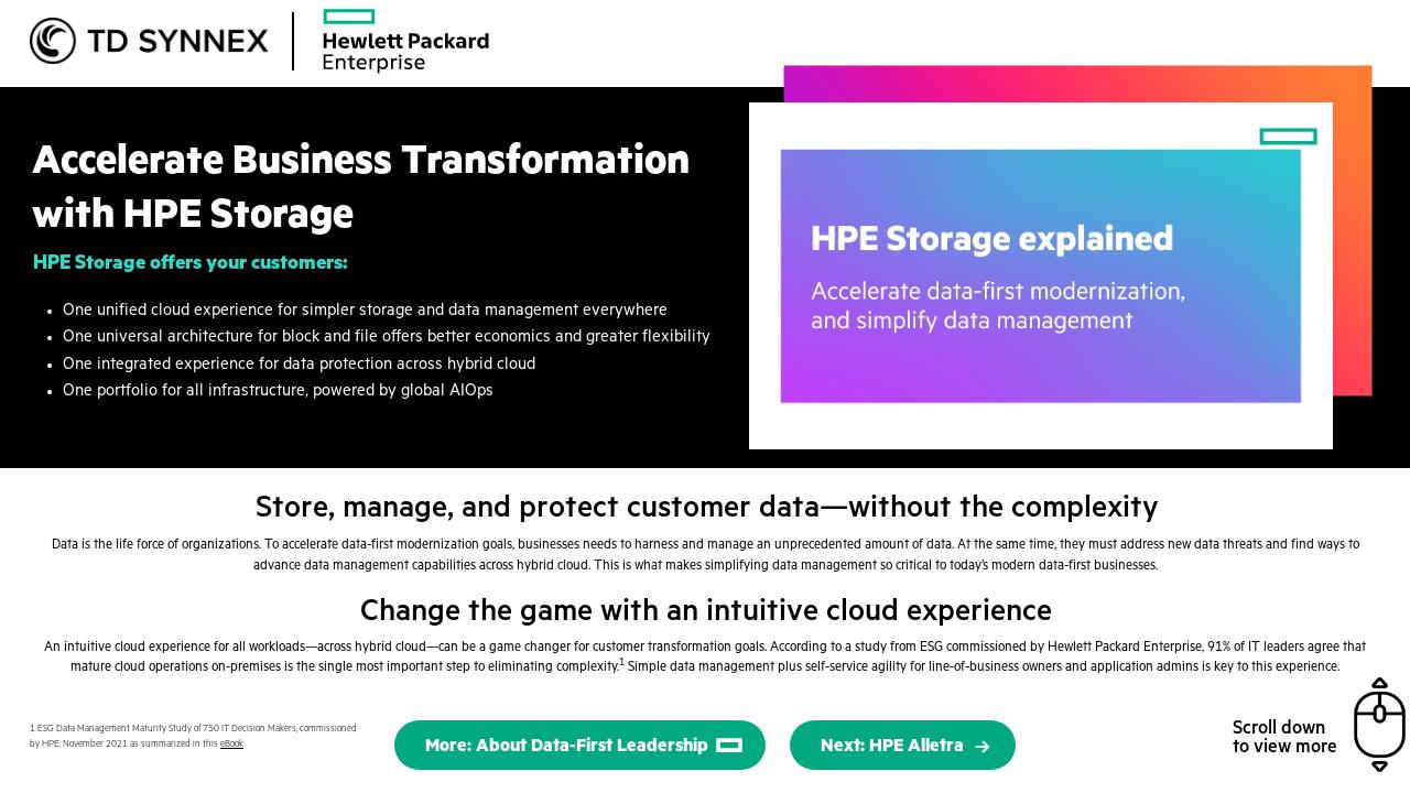 Benefits of HPE Storage - TD SYNNEX HPE Alletra Experience Guide 2023