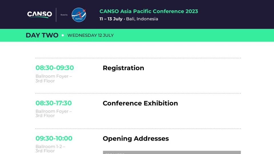 DAY 3 – Wednesday 12 July - CANSO Asia Pacific Conference 2023