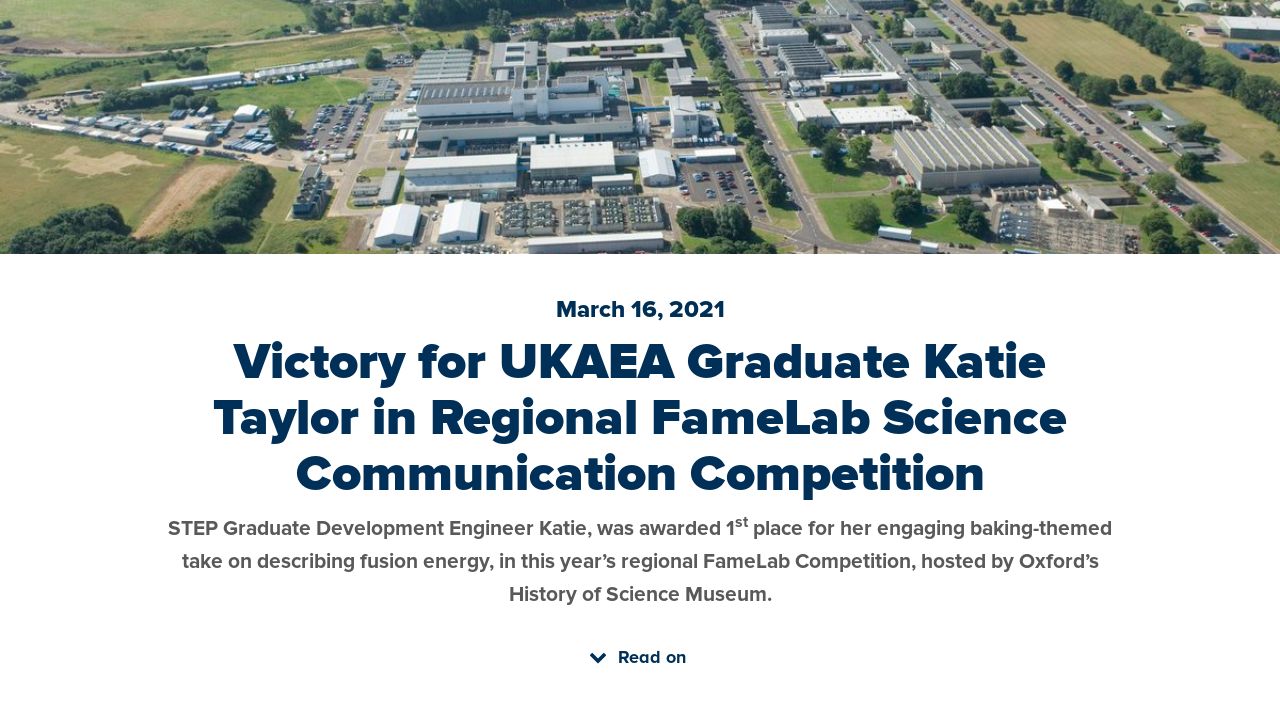 UKAEA Graduate wins Regional FameLab Science Communication Competition ...