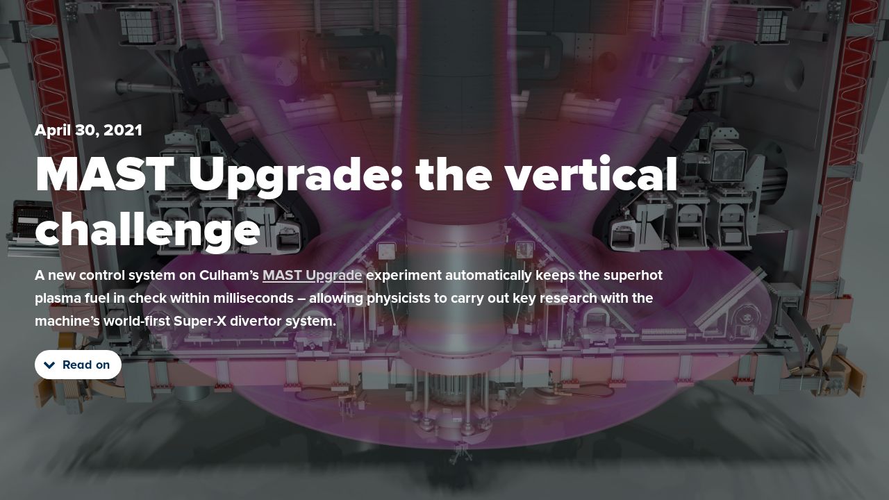 MAST Upgrade: the vertical challenge - UKAEA Fusion Spring 2021 Newsletter
