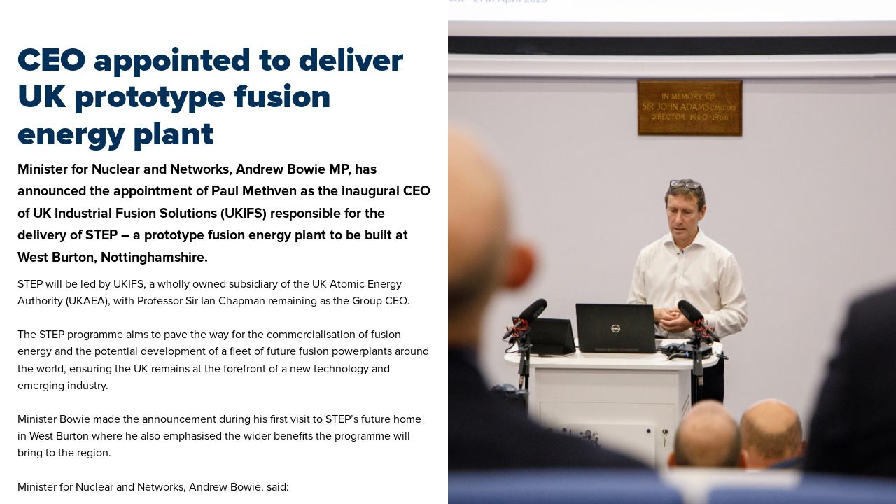 CEO appointed of UKIFS - UKAEA Newsletter Edition 3