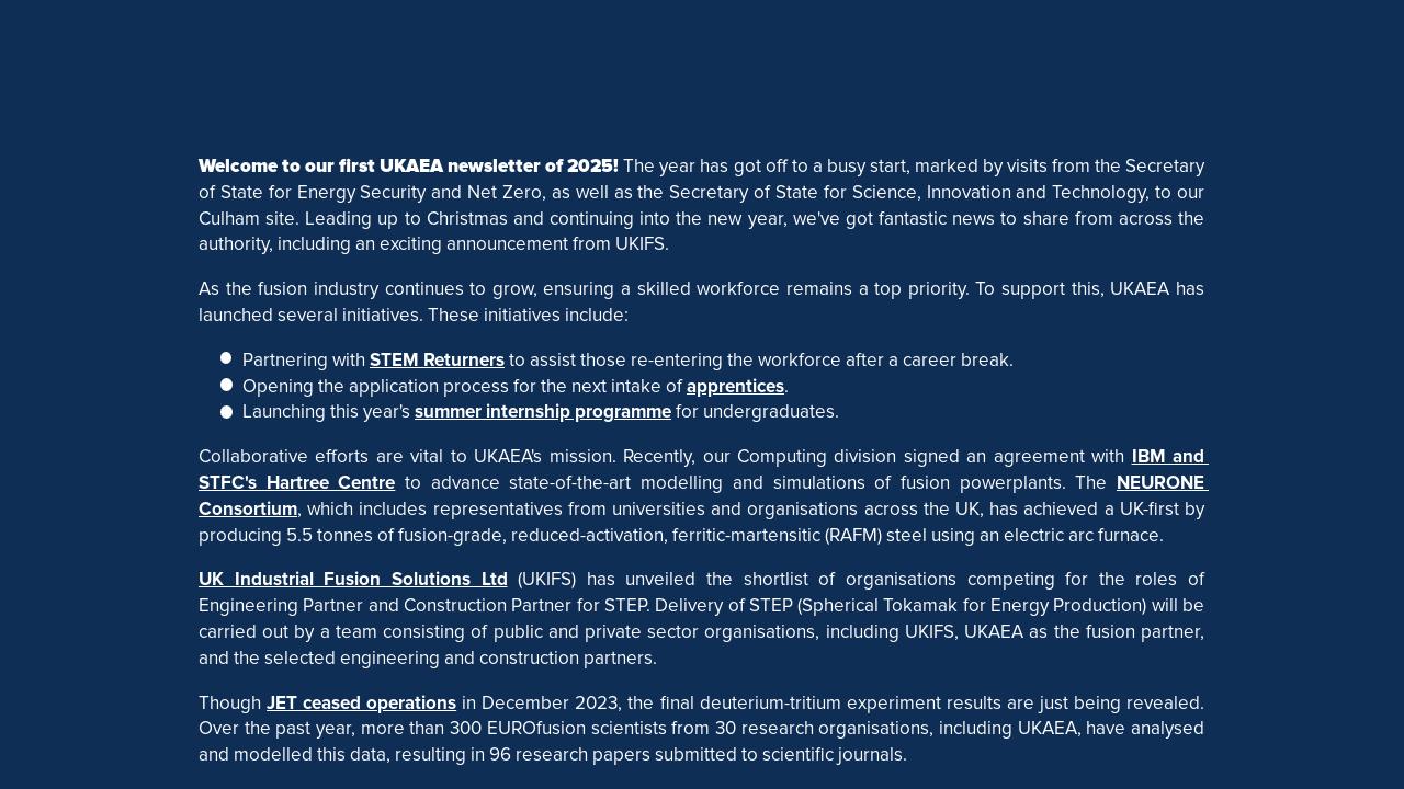 intro - UKAEA Newsletter Edition 15 - January 2025