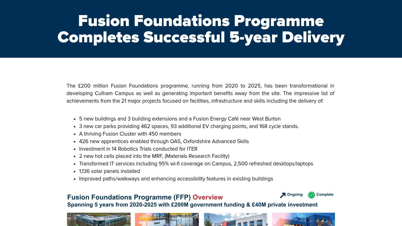 Fusion Foundations Programme Completes Successful 5-year Delivery