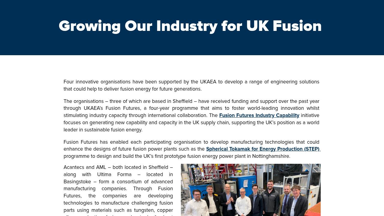 Growing our industry for UK fusion