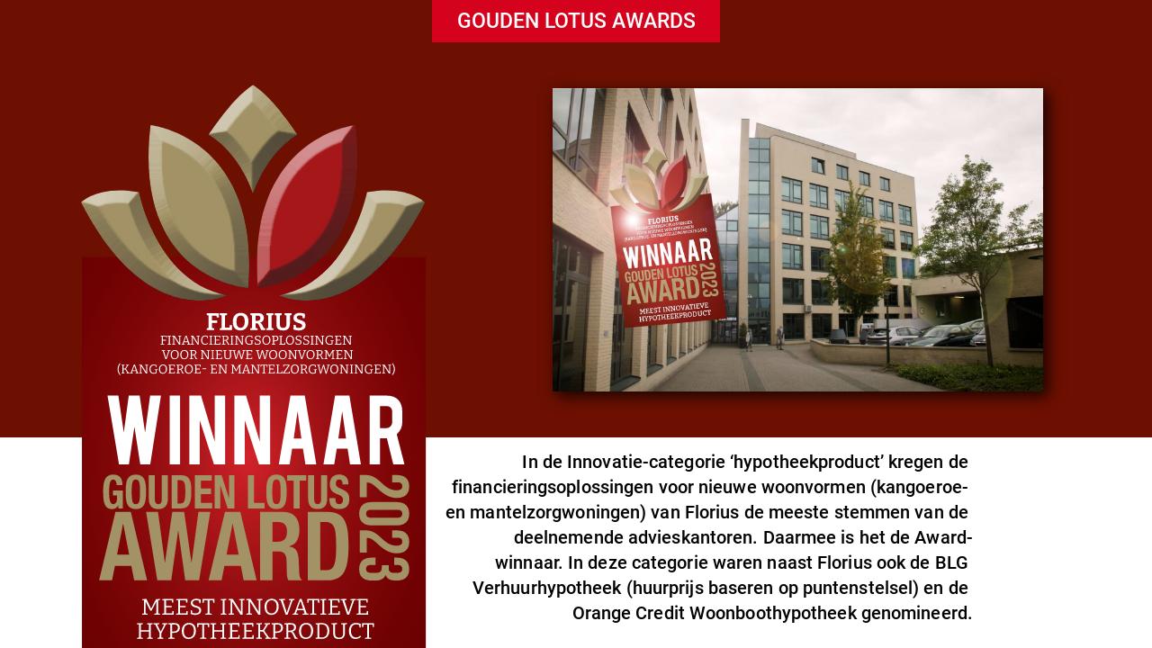 Onderzoek - meest innovatieve hypotheekproduct - Gouden Lotus Awards 2023