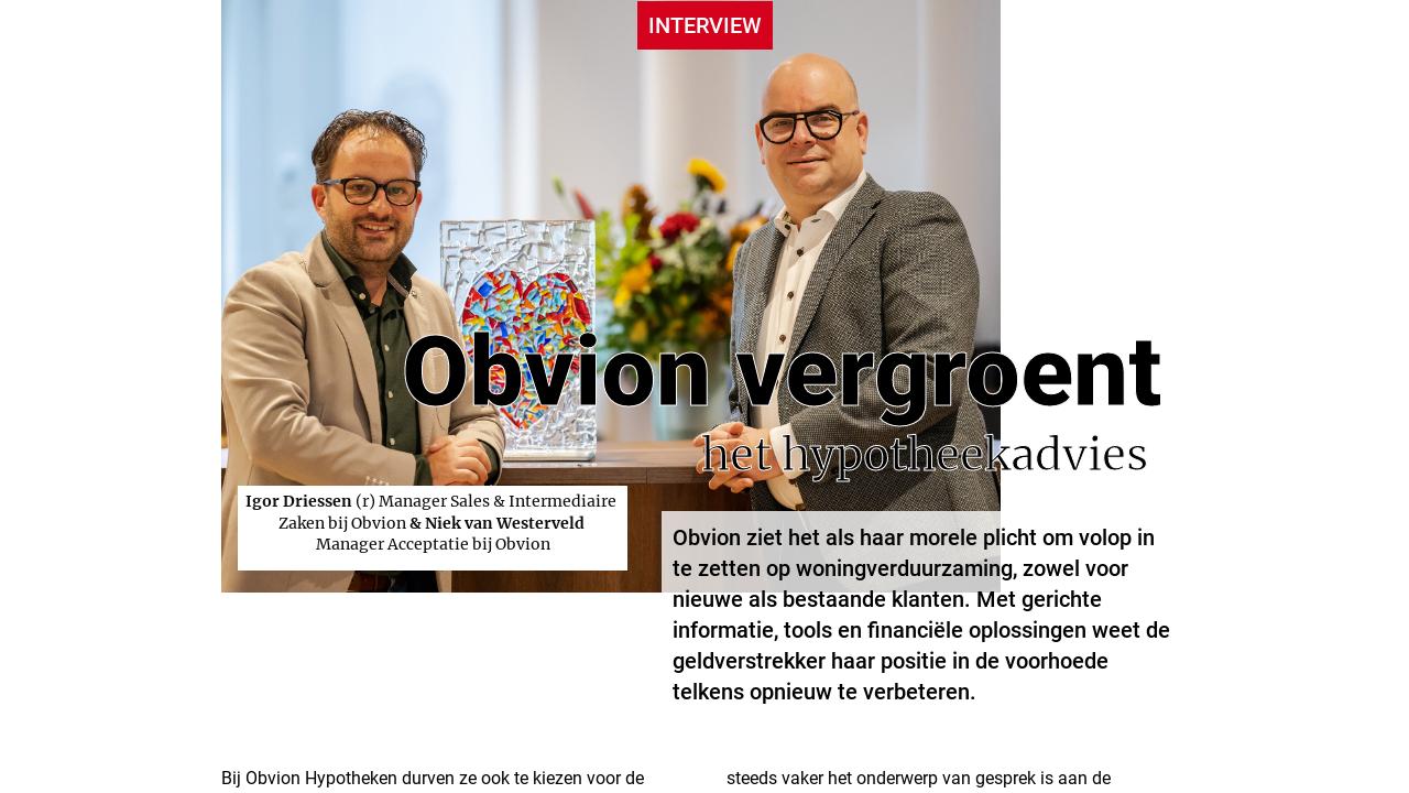 Obvion vergroent het hypotheekadvies - eInFinance, november 2023