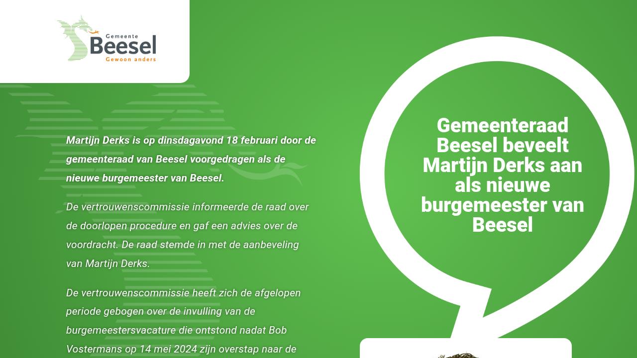 NIEUWE BURGEMEESTER GEMEENTE BEESEL - Puik 2508