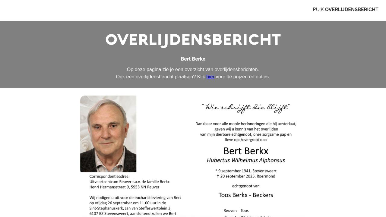 OVERLIJDENSBERICHT - Puik 2539