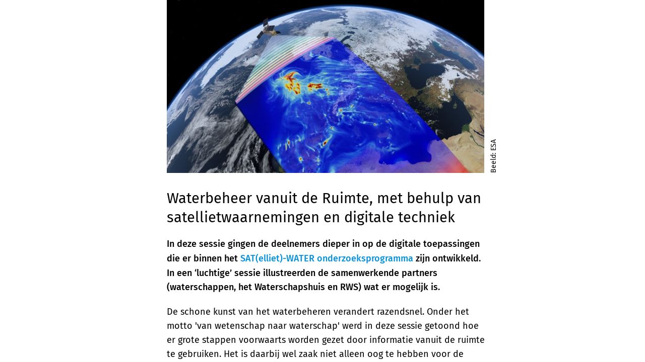 Deelsessie ‘Waterbeheer vanuit de ruimte met behulp van satellietwaarnemingen en digitale ...
