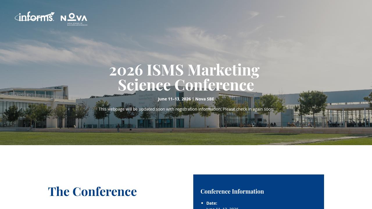 2026 ISMS Marketing Science Conference - ISMS Marketing Science Conference