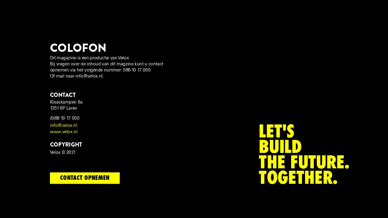 Colofon - Magazine Velox het projectbureau