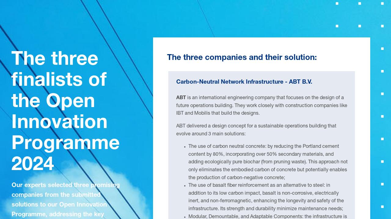 The three finalists of the Open Innovation Programme 2024 - TenneT Open ...