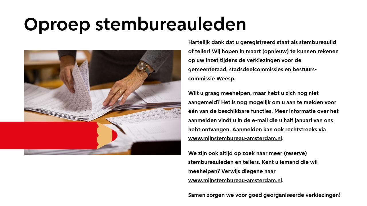 Oproep stembureauleden - Verkiezingen nr. 3 - februari 2026