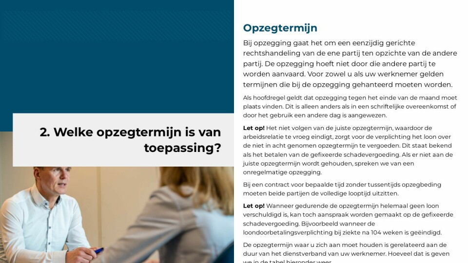 Welke opzegtermijn is van toepassing - Ontslagrecht 2022