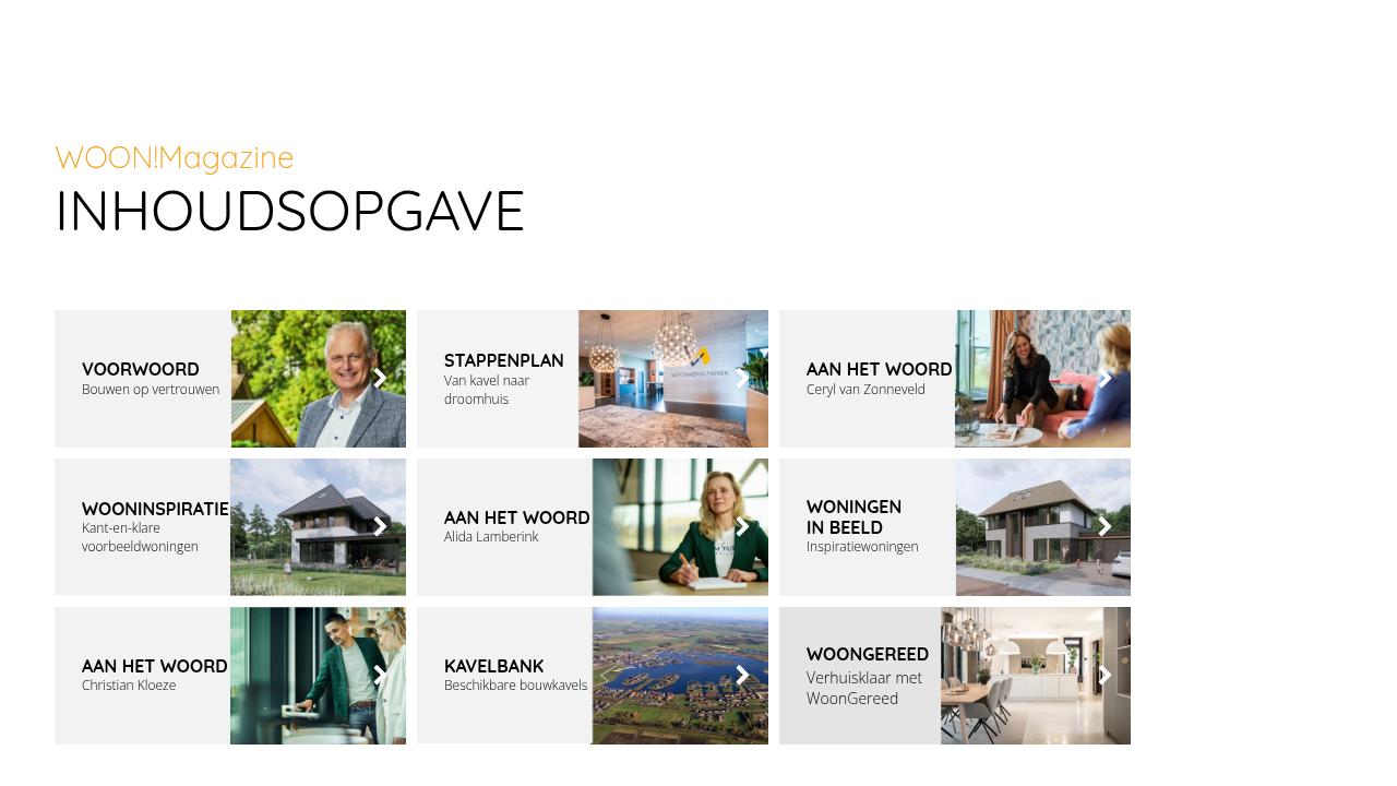 Inhoudsopgave - Woon! Magazine 2025