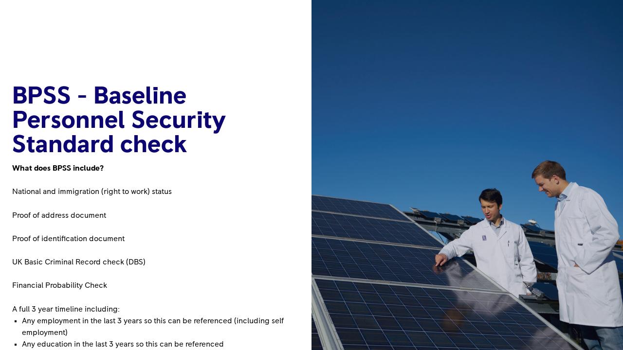 BPSS check - Rolls Royce Screening Pack