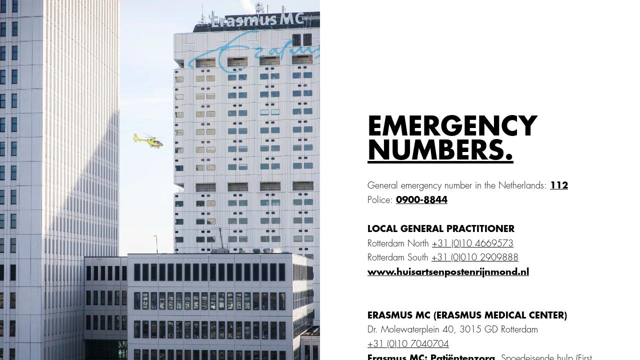 EMERGENCY NUMBERS - DISCOVER ROTTERDAM. WHS