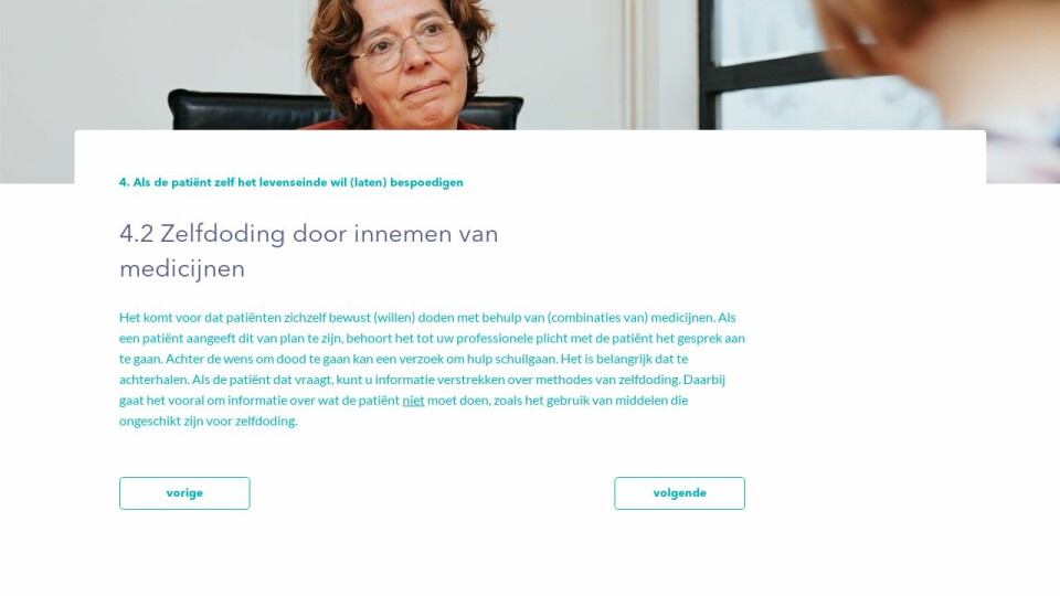 Zelfdoding door innemen van medicijnen - KNMG tijdig praten over het levenseinde