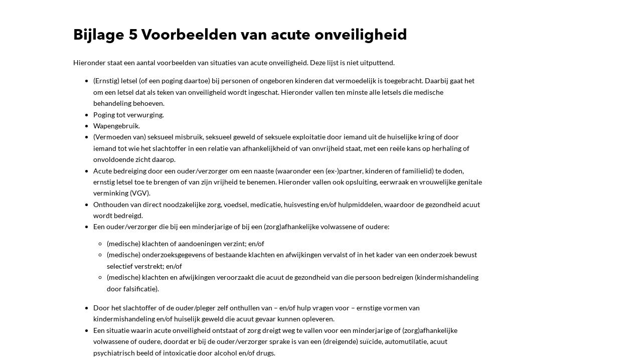 Bijlage 5 Voorbeelden van acute onveiligheid - KNMG Meldcode ...