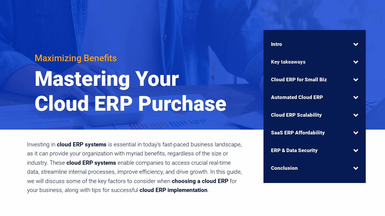 Mastering Your Cloud Erp Purchase Maximizing Benefits Rsults