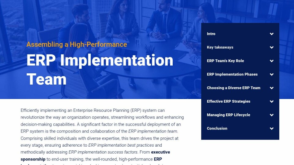Assembling A High Performance Erp Implementation Team Rsults