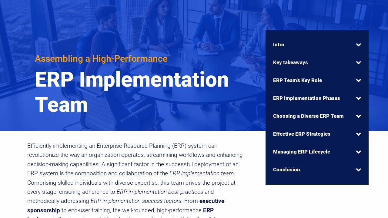 Assembling A High Performance Erp Implementation Team Rsults
