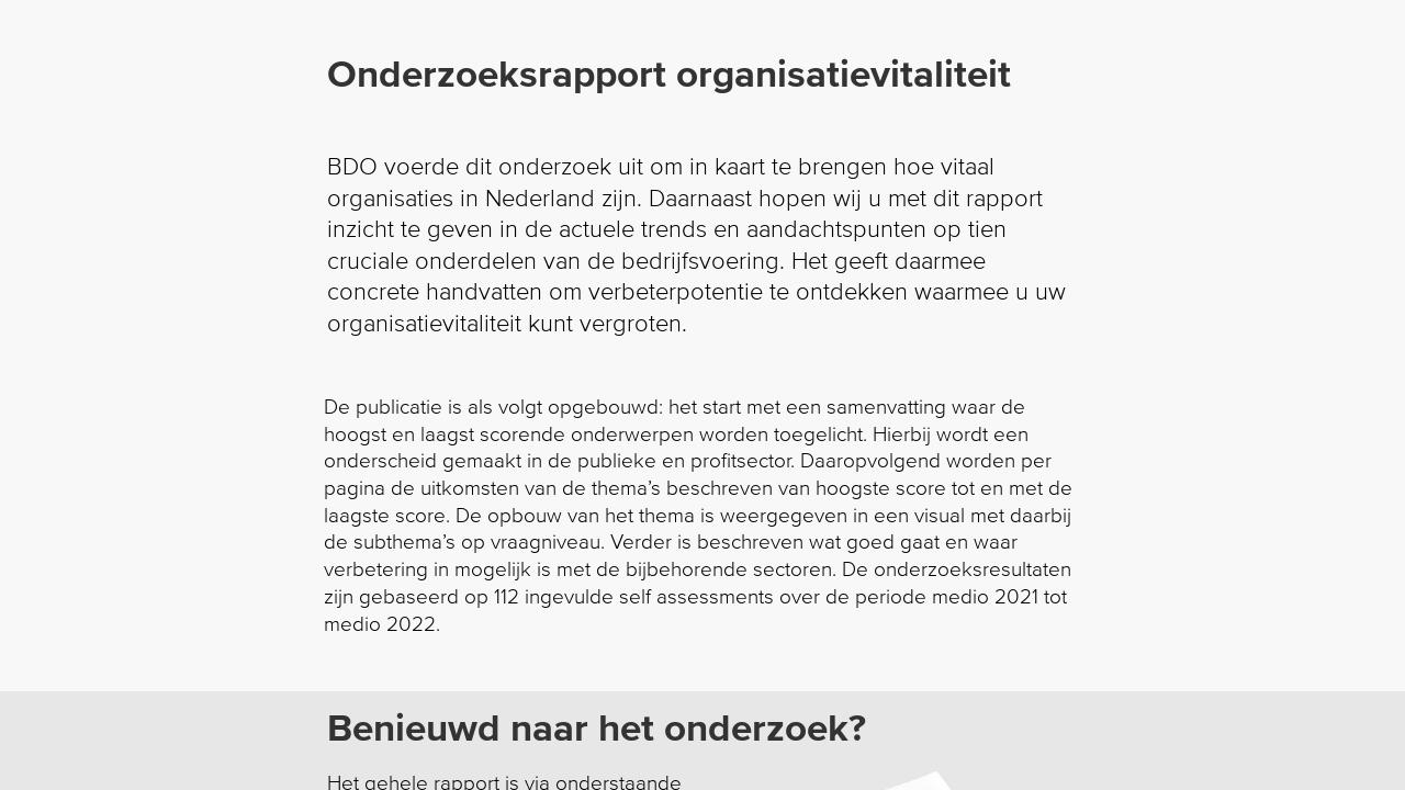 Onderzoeksrapport organisatievitaliteit - Onderzoek organisatievitaliteit