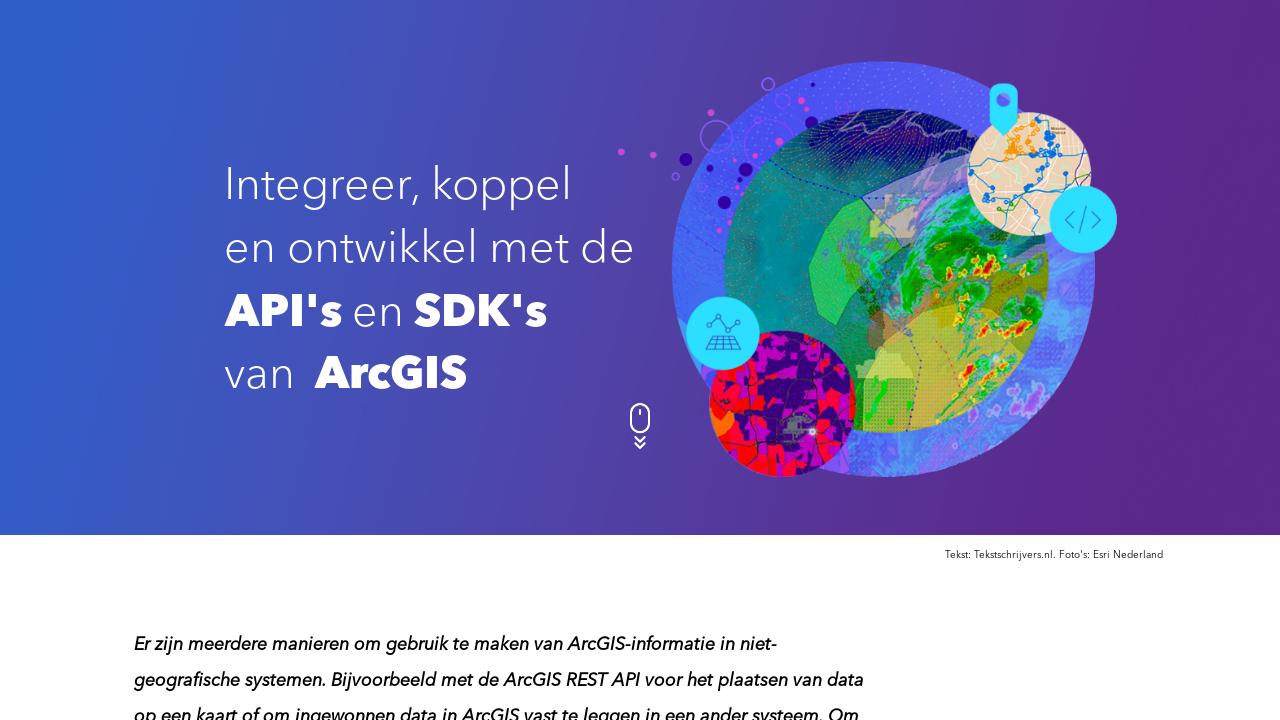 Integreer, koppel en ontwikkel met de API's en SDK's van ArcGIS