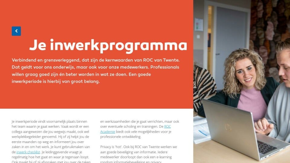 Je inwerkprogramma - Welkom bij