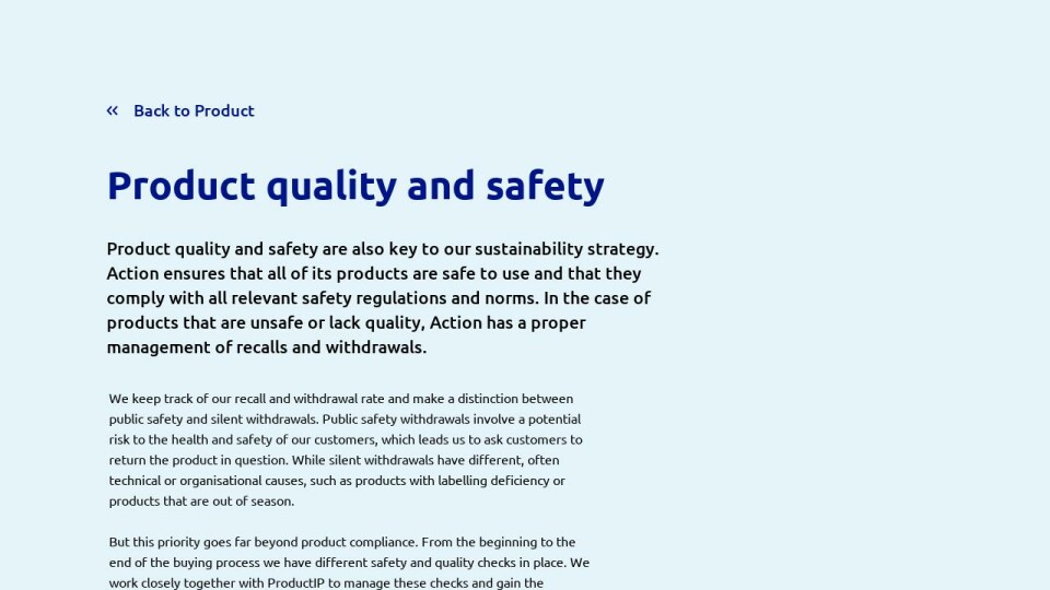 Product quality and safety - Update2022
