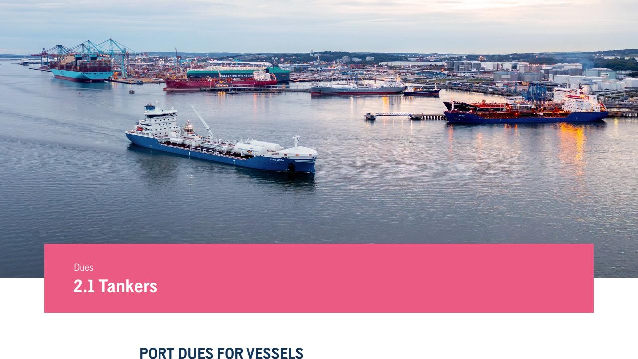 Port Tariff - Tankers